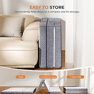 Sweetnight Tri Folding Mattress - 4-inch Foldable Mattress with a Collapsible and Washable Cover | Medium-Firm with Non-Slip Design | Suitable for RV Travel, Camping, Guest（TXL）