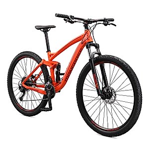 Mongoose Salvo Trail Adult Mountain Bike, 29-inch Wheels, 18-Speed Trigger Shifters, Lightweight Aluminum Large Frame, Disc Brakes, Orange