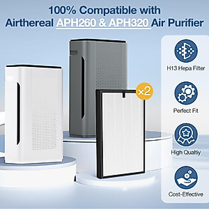 2 Packs Pure Morning APH260 Replacement Filter for APH260, 3-in-1 Filter System Include Pre-Filter, True HEPA Filter and Activated Carbon Filter