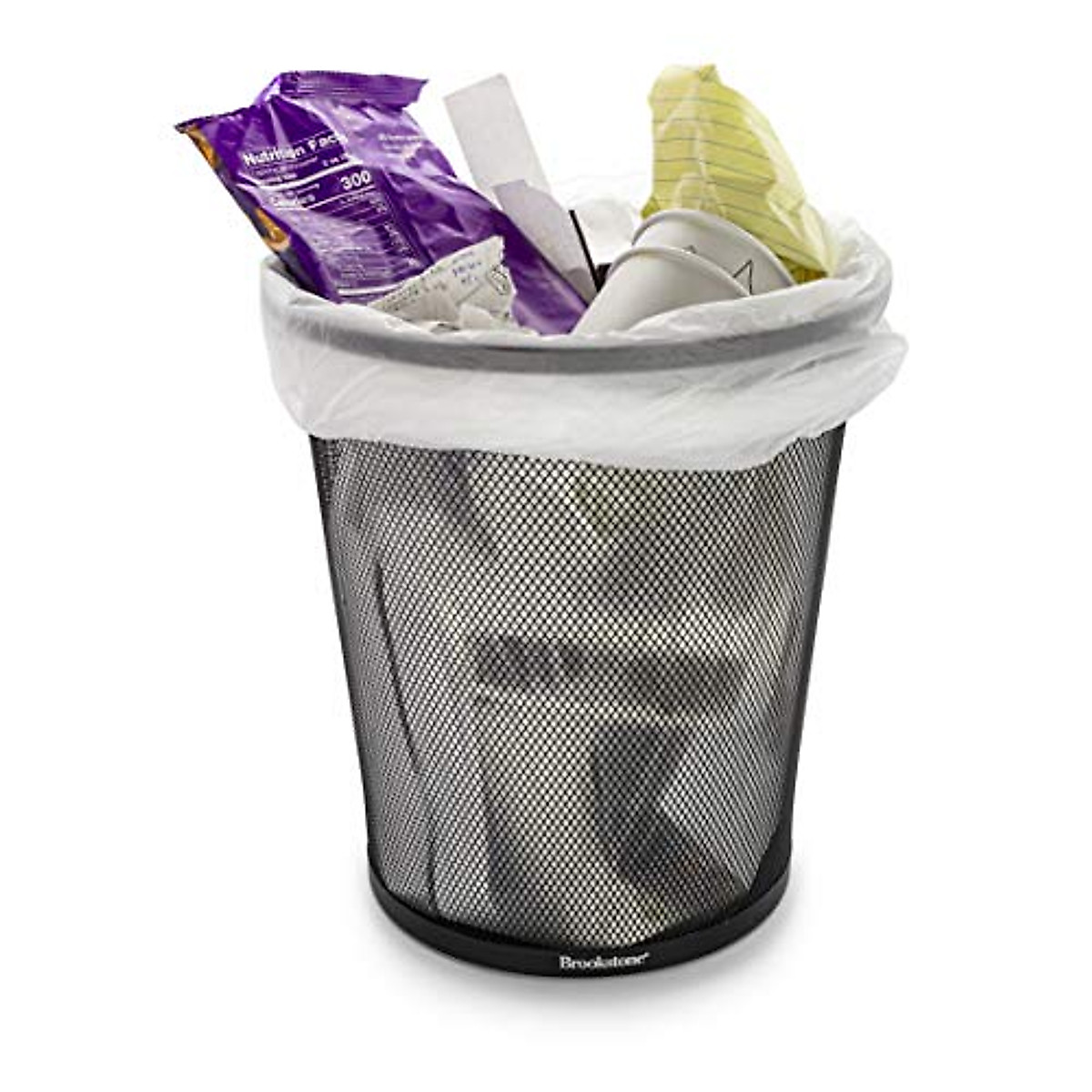 Brookstone [3 Pack Metallic Mesh Wastebasket for Office & Home, Open Top, Under Desk Trash Can, Lightweight & Sturdy Recycling Bin