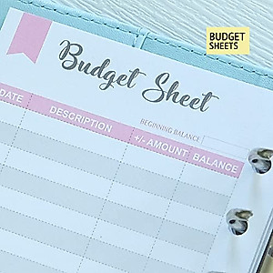 Fan&Ran 2023 Planner Binder Set A6 - Weekly and Monthly Refills, Budget Sheets, Cash Zipper Pocket, Personal Size, Sky Blue