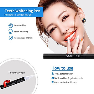 Teeth whitening kit, (4) 35% Hydrogen Carbamide Peroxide, (1) 16X LED Blue Light Accelerator Tray Teeth Whitener for Sensitive Teeth, Gums, Braces Care (Black)