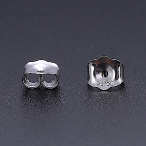 18K White Gold Earring Backs Small Tiny Hypoallergenic Butterfly Ear Extra Post Findings Safety for Studs Replacement (18K White Gold Earring Backs)