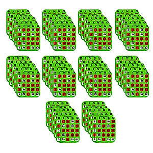 Regal Games - Shutter Slide Bingo Cards Only - 8” x 9” - 5-Ply Green Cardstock - Easy to Read - No Duplicates - Red Sliding Windows - 50-Pack - Perfect for Large Groups, Bulk Purchasing