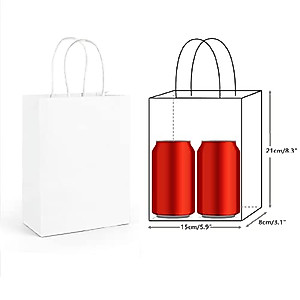 25pcs Paper Bags with Handles. Small Gift Bags Party Favor Bags Goodie Bags Shopping Bags. White Gift Bags with Handles Bulk for Birthday Wedding Retail Business Festivals Arts DIY Crafts 5.9x3.1x8.3 Inches