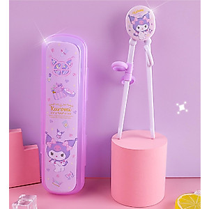 Many Rainbows Kuromi Right-Handed Tranining Chopsticks with Case, Purple