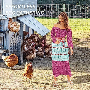 Harfesto Egg Apron for Fresh Eggs, 18 Deep Pockets Egg Collecting Apron for Women, Egg Gathering Apron for Chicken Duck Goose Quail Eggs, Adult