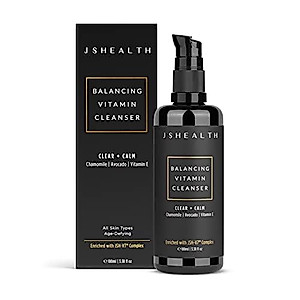 JSHealth Facial Cleanser - Gentle Face Cleanser and Face Wash for Women and Men with Vitamins C & E, Avocado Oil, & Chamomile
