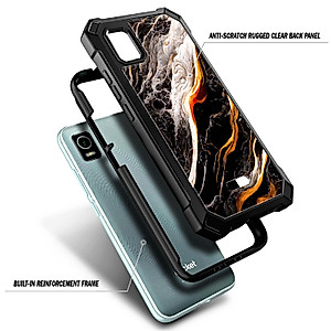 NZND Case for TCL 30Z (T602DL), TCL 30 LE with [Built-in Screen Protector], Full-Body Protective Shockproof Rugged Bumper Cover, Impact Resist Phone Case (Black Marble)