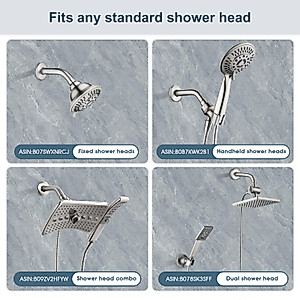 BRIGHT SHOWERS 6 Inch Brass Shower Arm with Flange Shower Pipe Arm for Wall Mount Fixed and Handheld Shower Head, Brushed Nickel