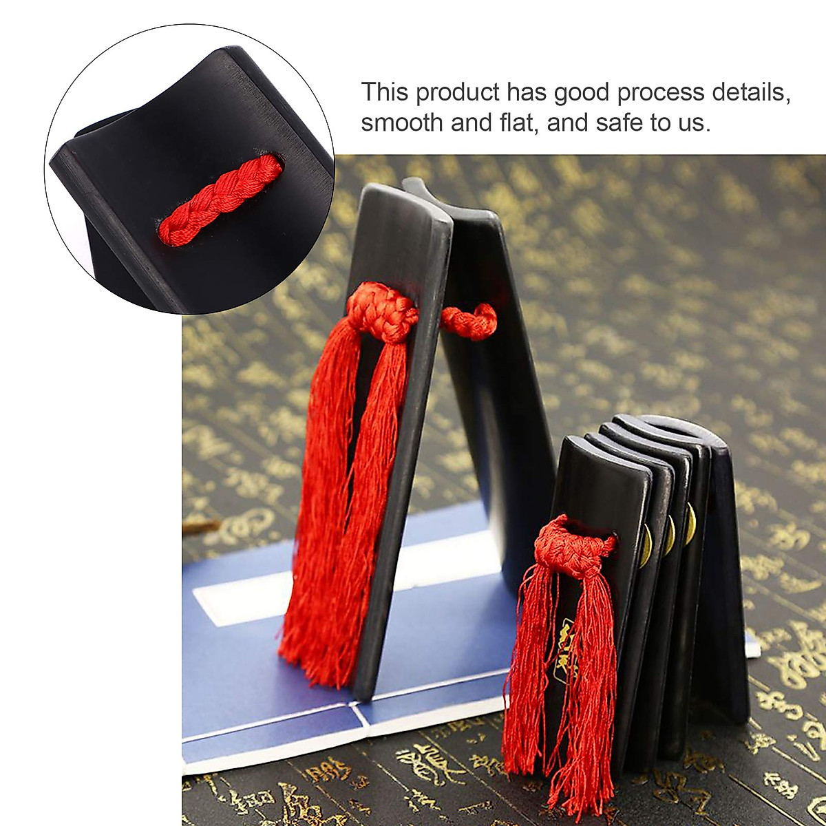 1 Pair Chinese Kuaiban Bamboo Bamboo Musical Instruments Traditional Hand Percussion Castanets Clapper Instrument for Adults Chinese Spring Festival (Black)