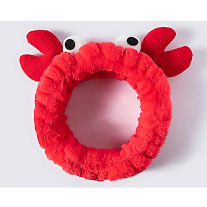 GK-O Creative Face Wash Hair Band Cute Cartoon Crab Headband Cute Funny Hair Hoop (Red)