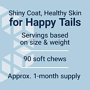 Life Extension Dog Skin & Coat - Dog Food Supplement for Healthy Skin and Coat – Omega-3 Fish Oil for Dogs, Salmon Flavor, No Artificial Colors or Flavors - 90 Soft Chews