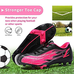 Hanani Soccer Cleats Boys Girls Football Shoes Kids Baseball Cleat Outdoor & Indoor Firm Ground Anti-Slip Comfortable Flexible Running & Training Unisex Child…