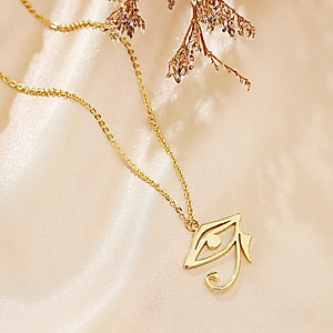 Pencros Dainty Eye Of Horus Necklace,18K Gold Plated Ra Eye Spiritual Necklace Delicate Chain Minimalist Simple Jewelry Friend's Gift