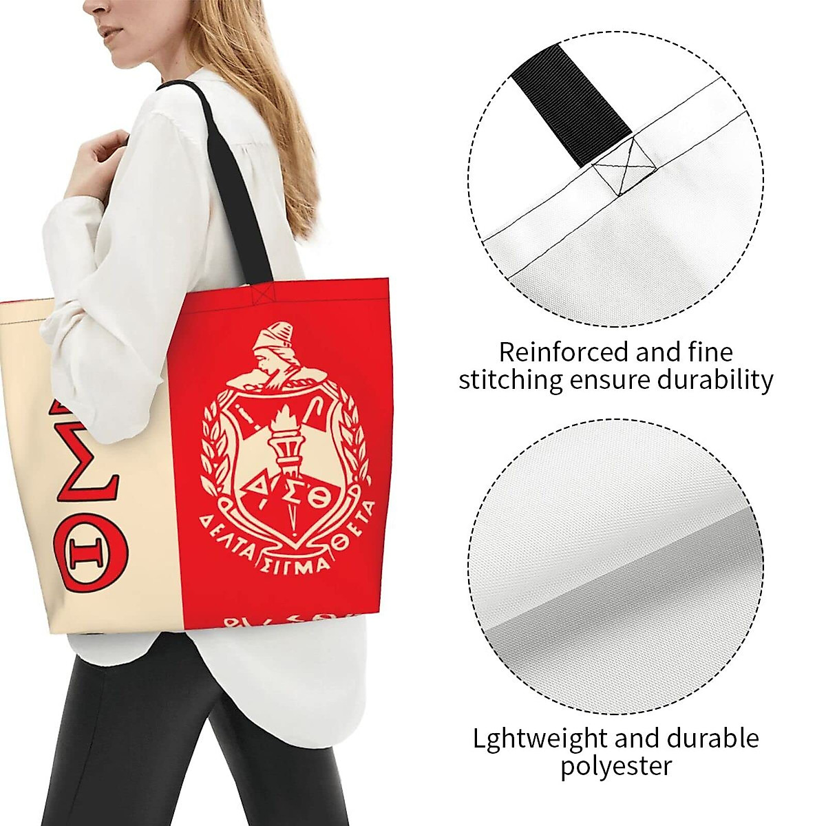 EUHFINLO Big Little Sorority Gifts Paraphernalia for Women, Large Capacity Shopping Tote Bag, Water-Resistant Material
