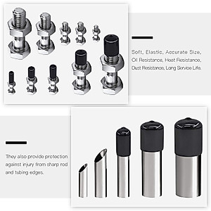 Mardatt 64Pcs 6 Sizes Black Rubber Bolt Screw Thread Protector Cover Vinyl End Caps for Pipe Post Hose Assortment Kit Fit O.D. from 1/4 inch to 1 1/2 inch