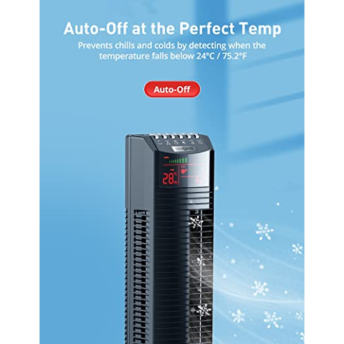 PARIS RHÔNE Tower Fan, 36” Oscillating Fan with Remote, 3 Speed Settings & 3 Modes, Bladeless Fans with Auto-Temp Detection, LED Display, 12H Timer, Low Noise Floor Fan for Bedroom, Office or Study