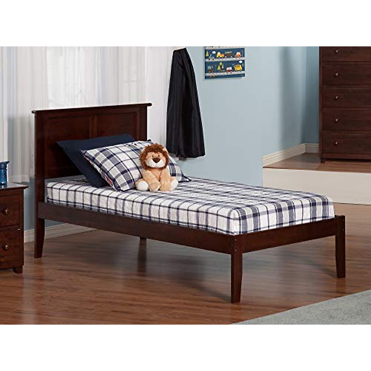 Atlantic Furniture Madison Platform Bed with Open Foot Board, Twin XL, Walnut (AR8611004)