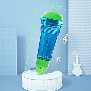 Novelty Place Echo Mic for Kids and Toddlers - Battery-Free Magic Microphone Voice Amplifying Retro Toy for Singing, Speech & Communication Therapy - 10" (Blue & Green)