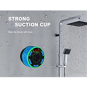 Bluetooth Speakers, DuoTen IPX7 Waterproof Wireless Portable Bluetooth Speakers w/LED Display, FM Radio, Suction Cup, Light Show, Loud Stereo Sound and Bass for Shower, Pool, Party, Travel, Outdoors