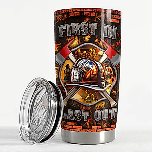 SANDJEST Firefighter Tumbler 20oz Fireman Gifts for Men Stainless Steel Insulated Tumblers Coffee Travel Mug Firefighters Cup Firemen Gift for Birthday Christmas