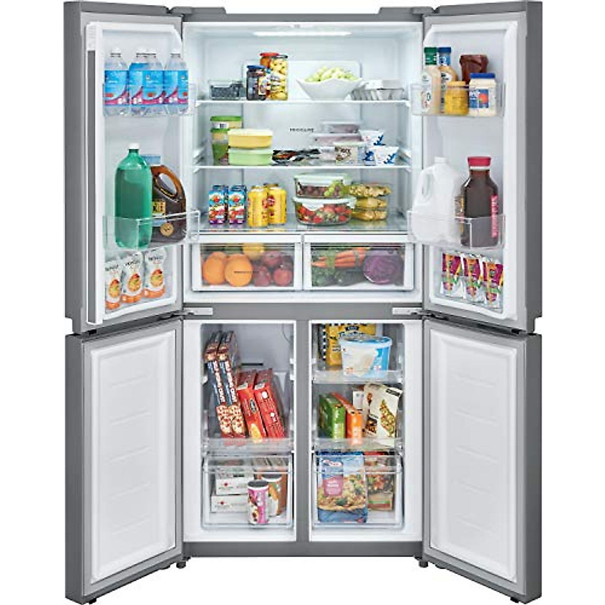 Frigidaire 17.4 Cu. Ft. 4 Door Refrigerator in Brushed Steel with Adjustable Freezer Storage