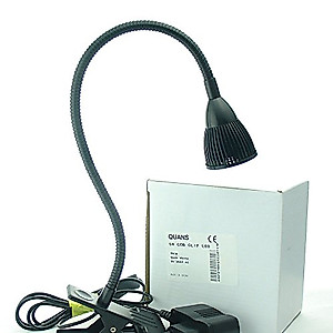 QUANS 5W Clip on Clamp Gooseneck COB LED Desk Table Light lamp Cool White 19inch Neck Black