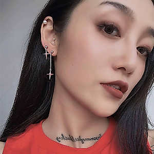 HZJCC Asymmetric Cross drop earring for women men White gold plated chain long earring geometry jewelry
