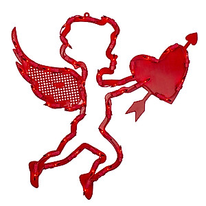 17" Lighted Red Cupid with Heart Valentine's Day Window Silhouette Decoration