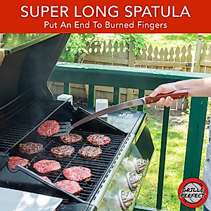 Grill Spatula 24-inch Super Long for Grilling Barbecue Griddle and Fire Pit Extra Strong Curved Neck Premium Hardwood Handle Large Stainless Steel Blade For BBQ Outdoor Kitchen and Grilled Food
