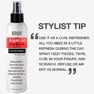 Thermal Hair Protector Spray - Enhances Shine, Eliminates Frizz, Detangles, Prevents Split Ends, Replenishes Nutrients, Heat Activated for Styling