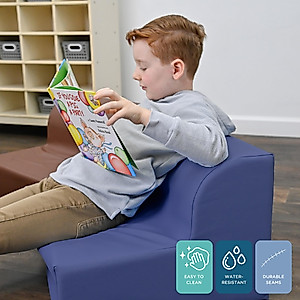 Children's Factory Library Lounger, Flexible Seating Classroom Furniture, Comfy Kids Chairs, Navy, Single Lounger