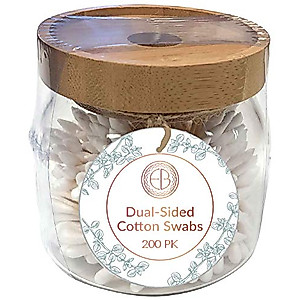 Evriholder Glass Container Cotton Swab Canister, White