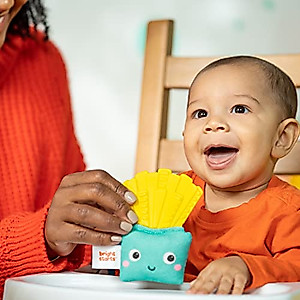Bright Starts Side of Smiles French Fry Teether Toy with Crinkle Textures, Baby Teething Toy, BPA Free, Unisex, 3 Months+