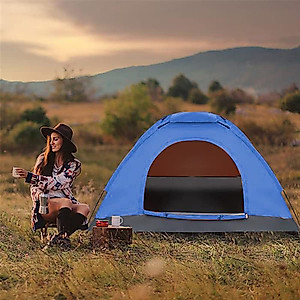 2-Person Camping Tent - Lightweight Portable Tent, Windproof and Waterproof, Suitable for Traveling, Camping, Climbing, Hunting, Hiking and Other Outdoor Activities (Blue)