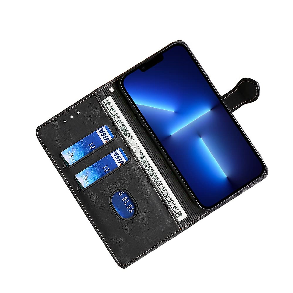 Fansipro Phone Cover Wallet Folio Case for Oppo Reno 2 F, Premium PU Leather Slim Fit Cover for Reno 2 F, 2 Card Slots, Easy Carry, Black