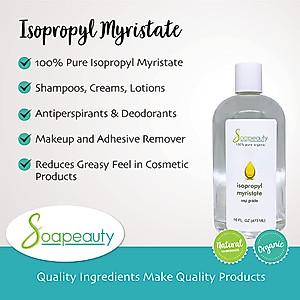 ISOPROPYL MYRISTATE Cosmetic Grade for Soap Making, Fragrances, Shampoo, Creams & Lotion, Makeup & Adhesive Remover, Antiperspirants & Deodorants | 16 fl oz
