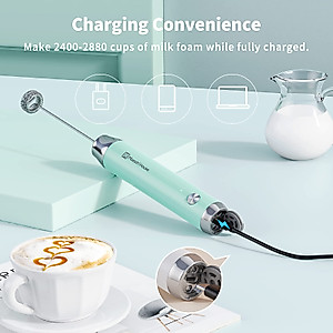 Maestri House Rechargeable Milk Frother with Stand, Handheld Electric Foam Maker Waterproof Detachable Stainless Steel Whisk Drink Mixer Foamer for Lattes, Cappuccino