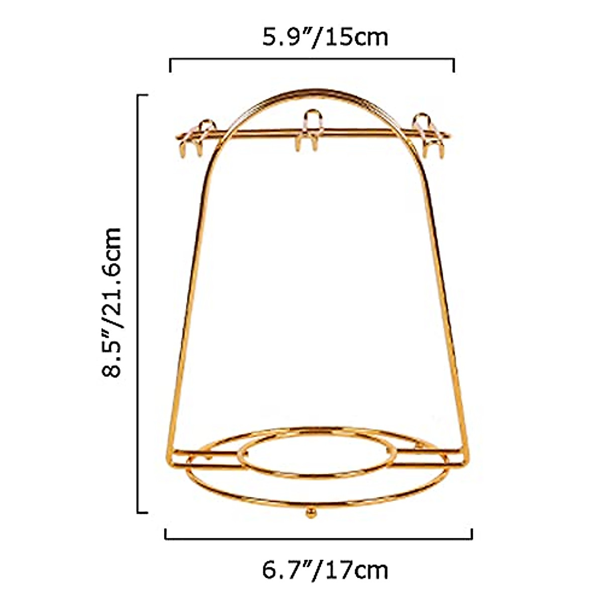 YY YEARCHY Coffee Mug Holder, Espresso Cups Holder Cup Drying Rack Cups Drainer Stand Metal Mug Tree Cups Organizer with 6 Hook Hangers for Kitchen Counter and Tea Party(Gold)