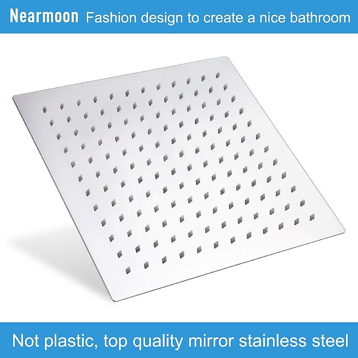 Rain Shower Head with 11’’ Adjustable Extension Arm, Large Stainless Steel High Flow Rainfall Square Shower head, Bath Shower Waterfall Full Body Coverage (12 Inch Showerhead with Arm, Chrome)