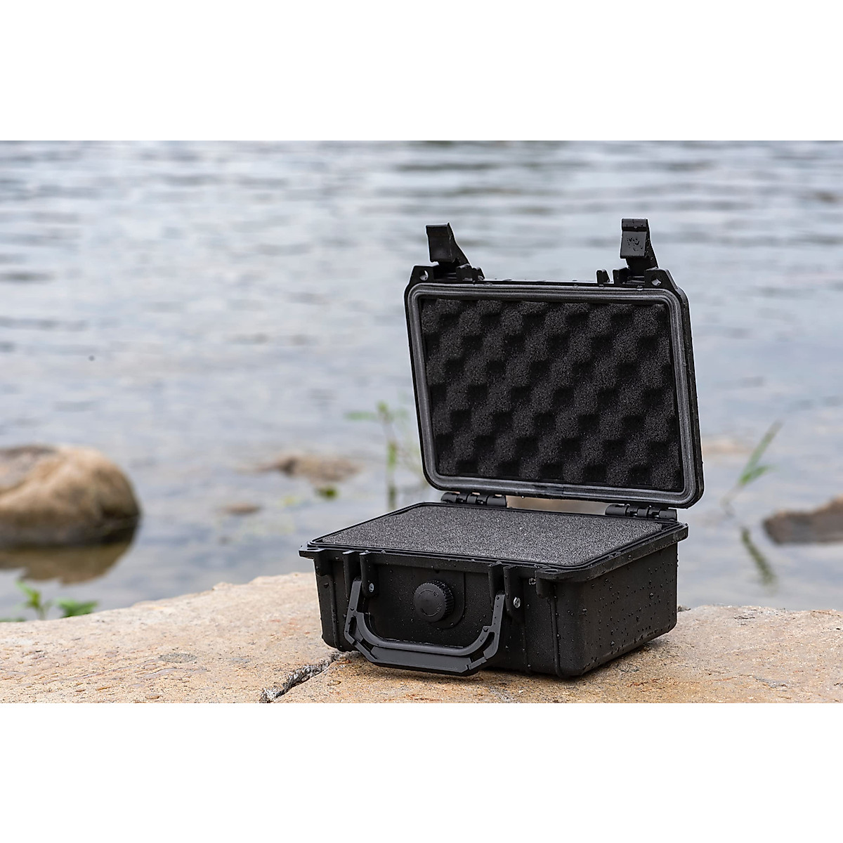 MEIJIA Portable All Weather IP67 Waterproof Protective Case, Hard Case,Camera Case With Customizable Foam,Fit Use of Drones, Cameras,Equipments, 8.12”x6.56”x 3.56”, Elegant Black