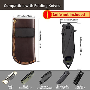Leather Knife Sheath for Belt,Knife Holster,Pocket Knife Sheath,Pocket Knife Holder,EDC Leather Sheath Belt Organizer Belt Knife Sheaths for Folding Knife Carrier (Brown)
