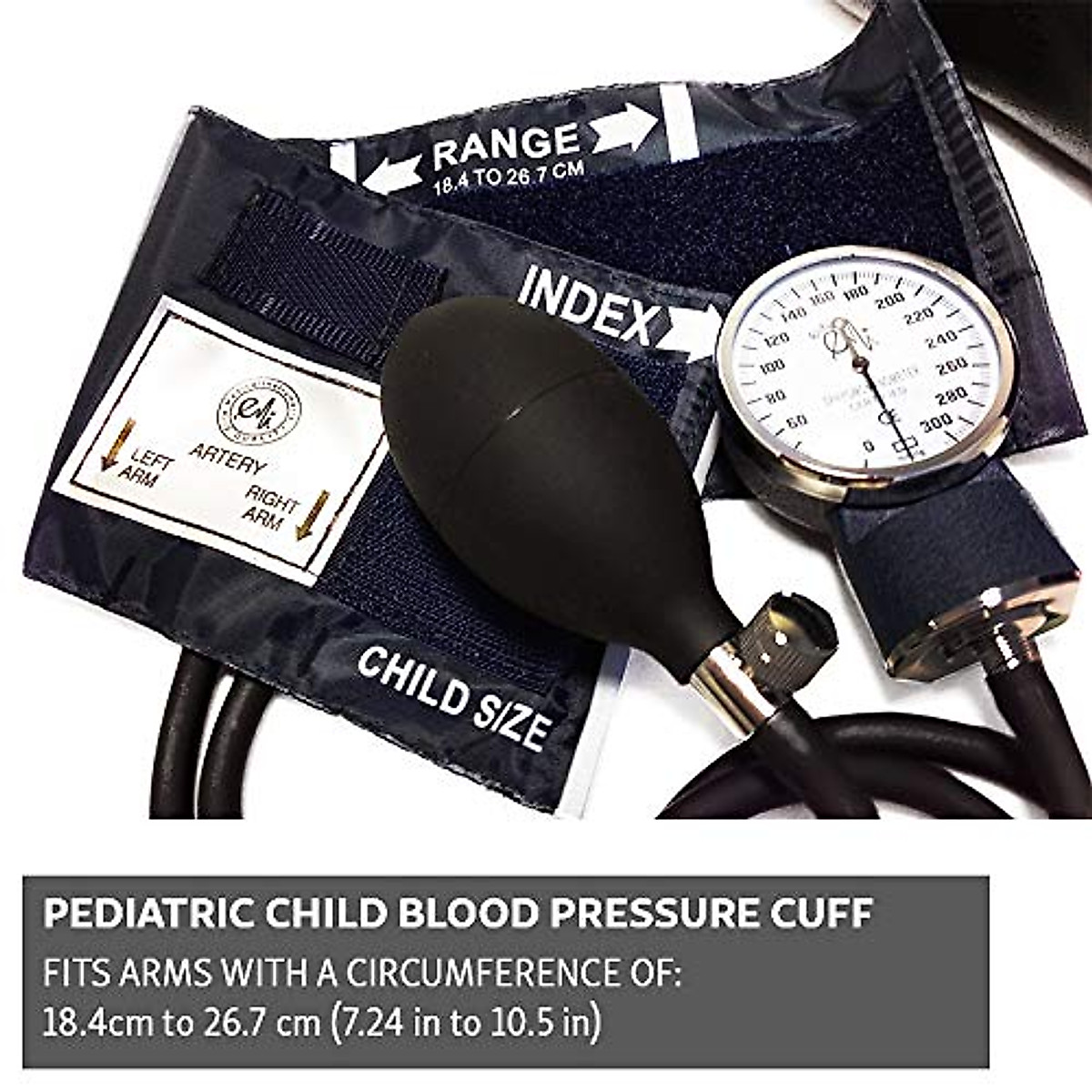 EMI Pediatric Aneroid Sphygmomanometer Manual Blood Pressure Monitor with Child Sized Cuff (Fits arms Size: 18.4 cm to 26.7 cm) and Carrying Case EBC-215