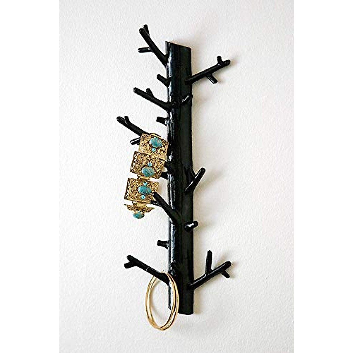 bosign Multifunctional Wall Hanger with Tree Branch Shape, 12.19 x 4.69 x 1.94 inch, Long - Matte Black