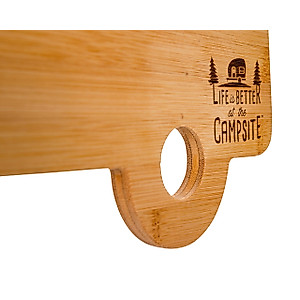 Camco Life is Better at The Campsite Retro RV Shaped Bamboo Wood Cutting Board for Food Prep-Doesn't Dull Knives, Resists Moisture (53089)