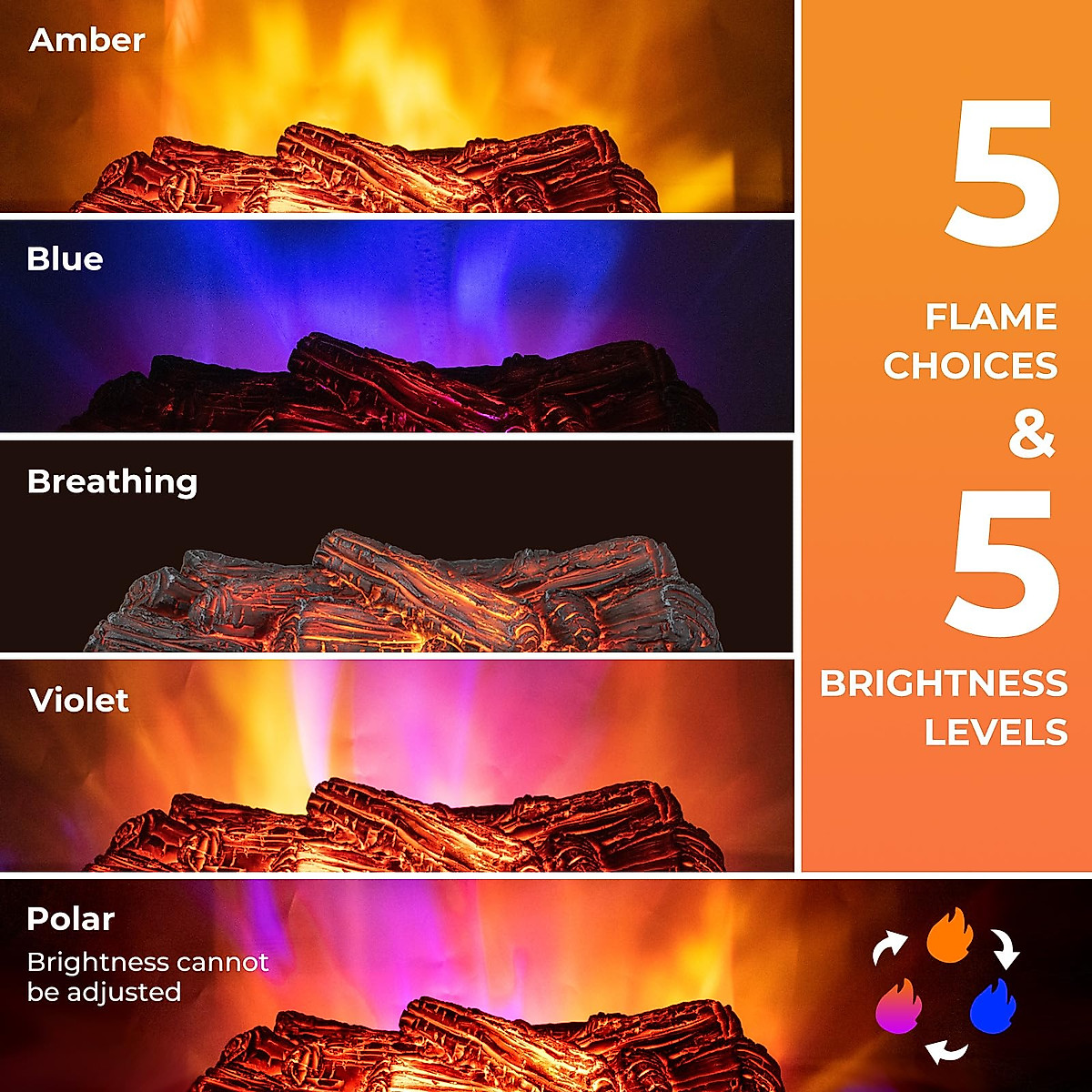 Tangkula 26” Infrared Quartz Electric Fireplace Log Heater with Realistic Pinewood Ember Bed, Electric Fireplace Heater Insert with Overheat Protection, Thermostat, 8H Timer, Remote Control, 1500W