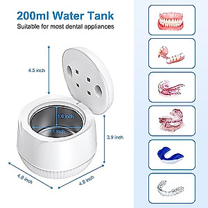 Ultrasonic UV Retainer Cleaner Machine - 45kHz Ultrasonic Cleaner for Dentures, Aligner, Mouth Guard, Whitening Trays, Toothbrush Head, 5/10 Minute Ultrasonic/Pulse Cleaning for Jewelry, Diamonds