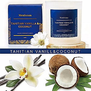 Vanilla&Coconut Scented Soy Candles for Home, Aromatherapy Candle Gift for Women, Natural Soy Wax Jar Candle for Relief & Relaxation, 7.7OZ (V C)