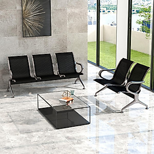 kinbor Office Guest Chairs - 5 Seat Reception Chairs Black Waiting Room Chairs Lobby Furniture for Office Airport Bank Clinic Salon